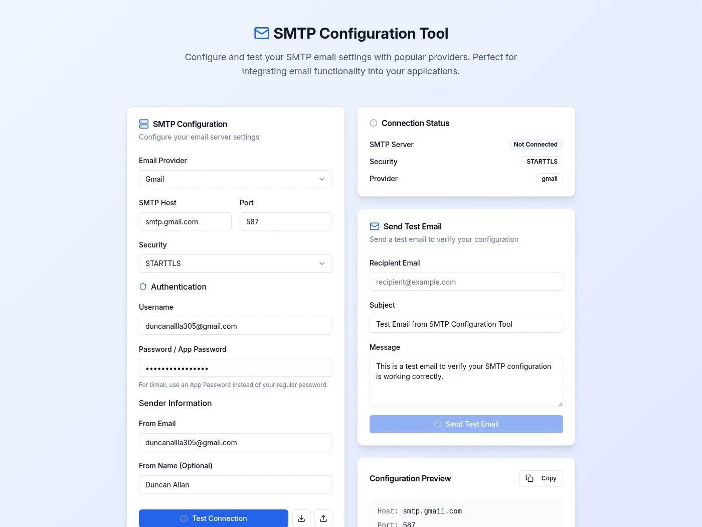 SMTP Email Configuration Tool
