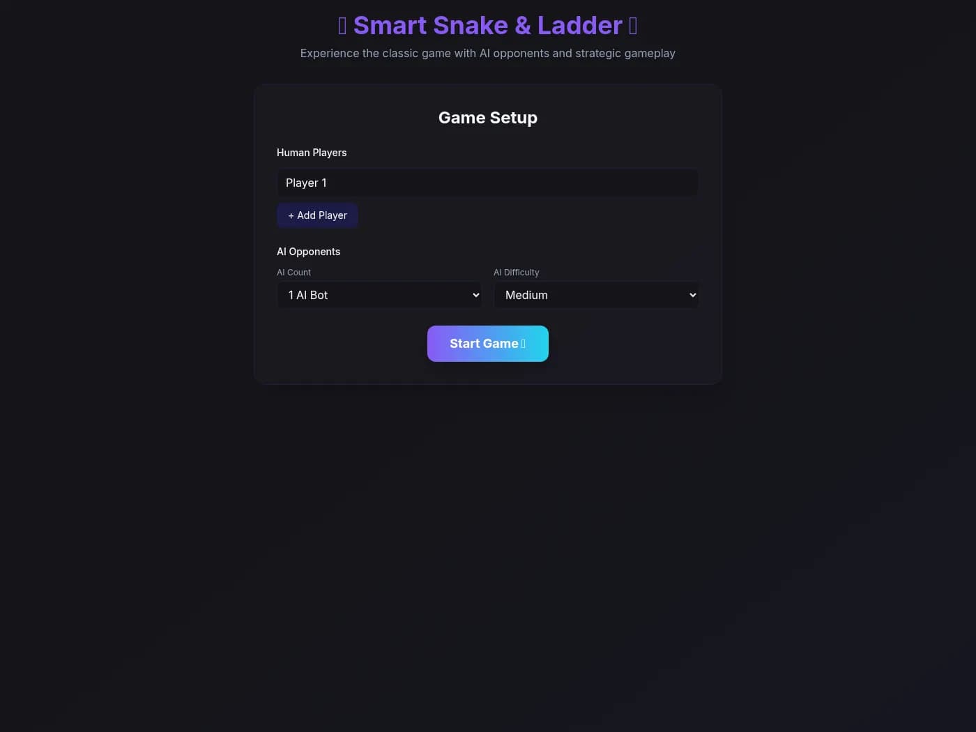 Smart Snake & Ladder Game with AI Opponents and Leaderboards