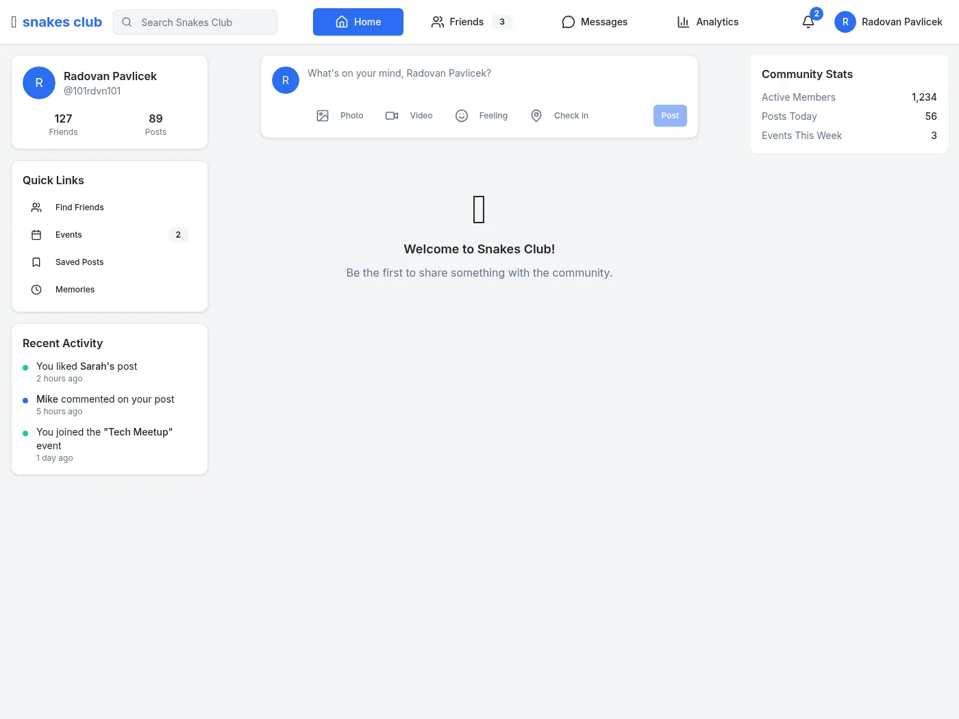 Snakes Club: Social Platform with Event QR Validation