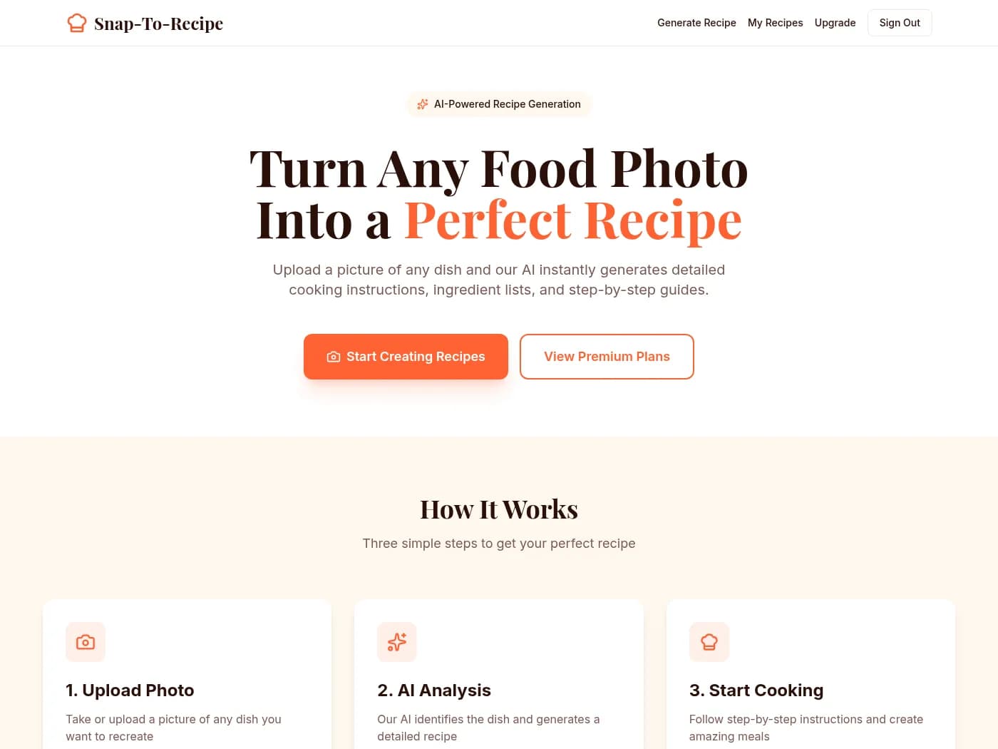 Snap-To-Recipe: AI Food Recognition and Recipe Platform