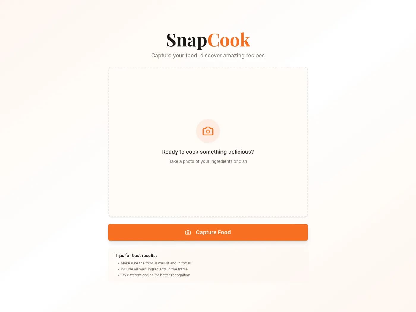 SnapCook: AI-Powered Food Recognition & Recipe App