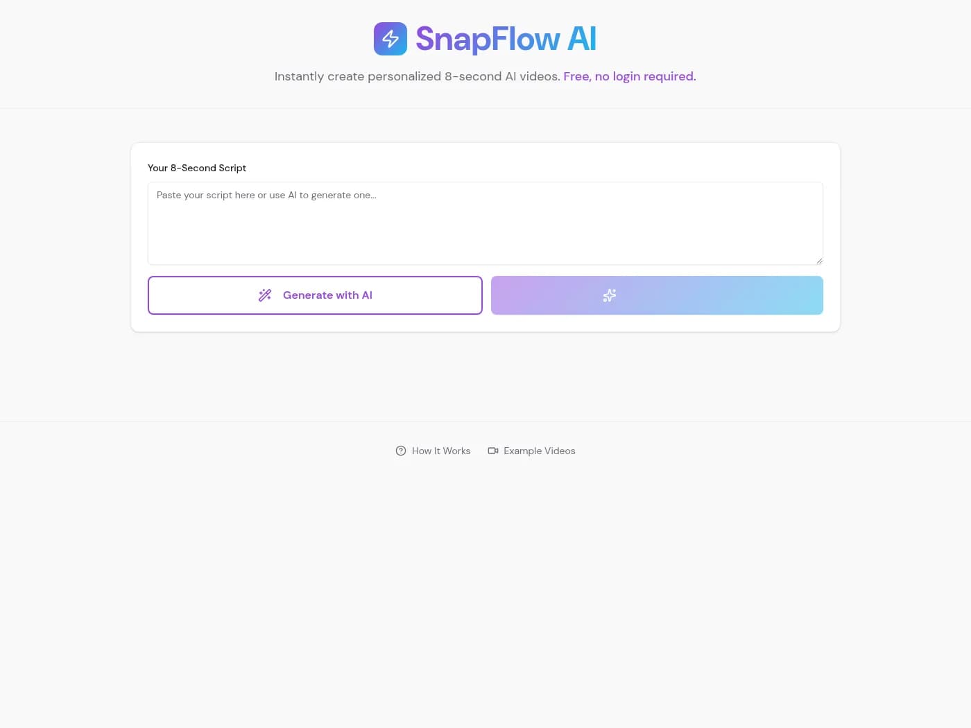 SnapFlow AI - Instant, Script-to-Video AI Generator (No Login, Always Free)