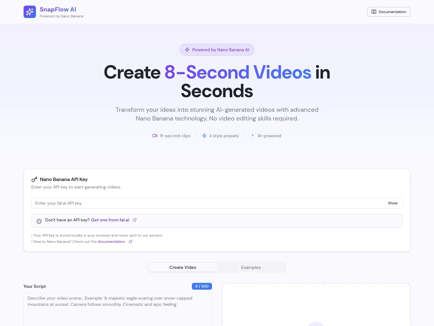 SnapFlow AI – Nano Banana-Powered 8-Second AI Video Generator Web App