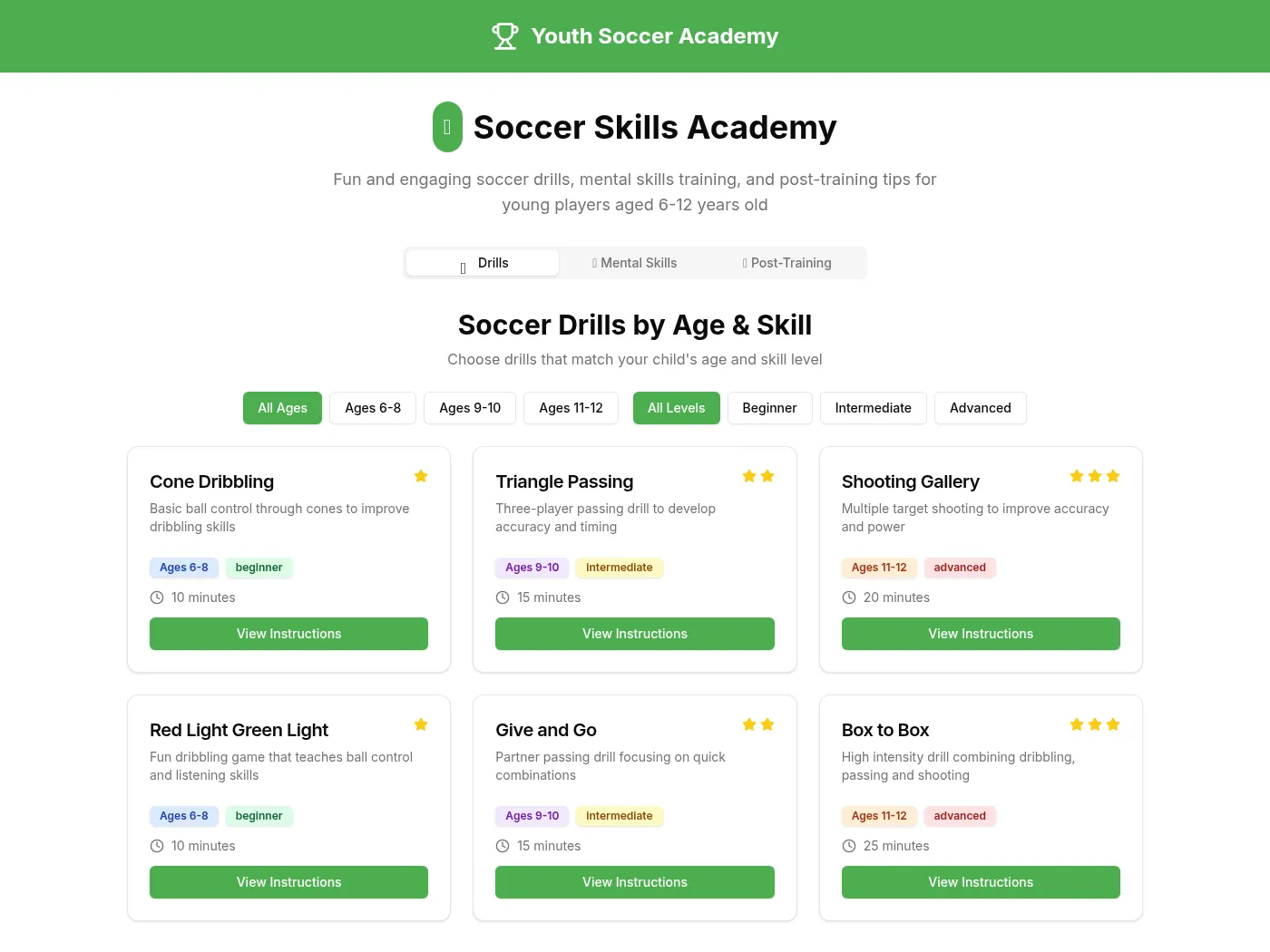Soccer Skills & Mental Growth App for Kids