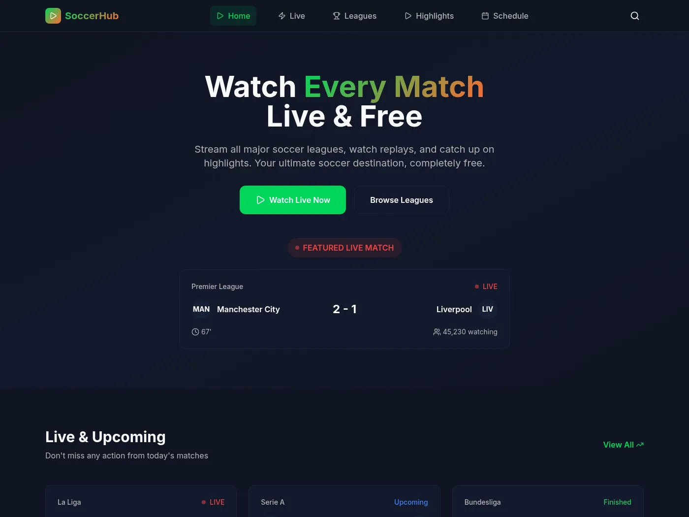 Soccer League Streaming Hub