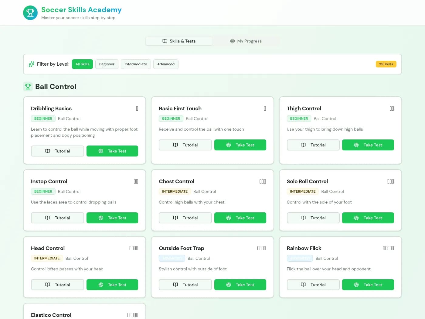 Soccer Skills Assessment and Training App