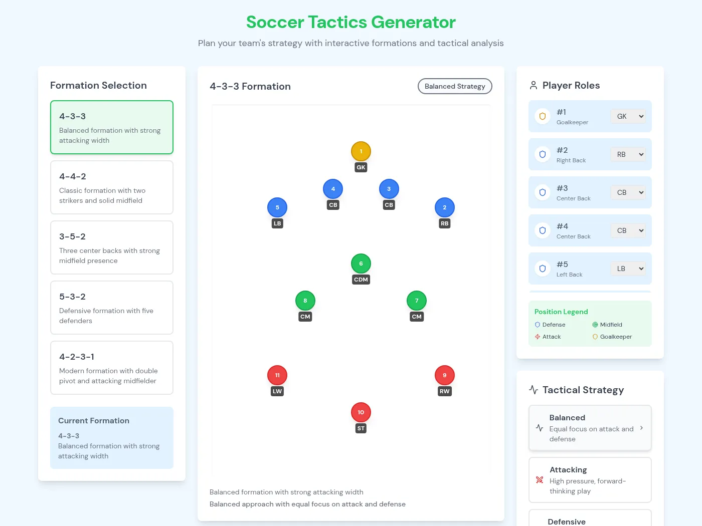 Interactive Soccer Tactics Generator