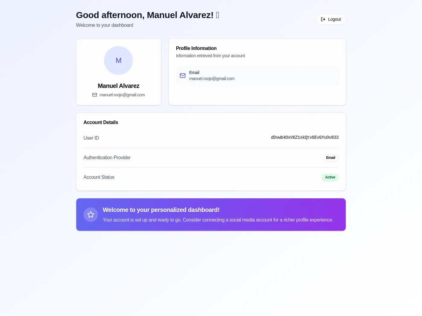 Social Auth & Email Signup App