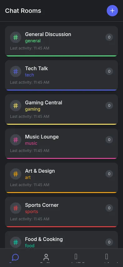 Social Chat Room Mobile App