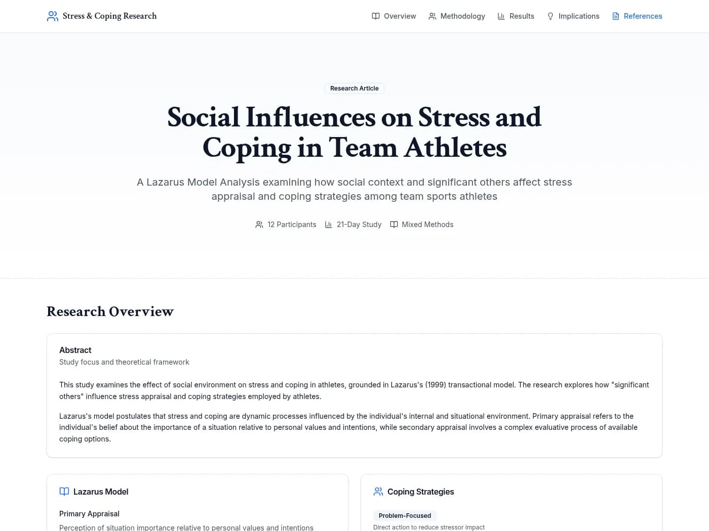 Social Influences on Stress and Coping in Team Athletes: A Lazarus Model Analysis