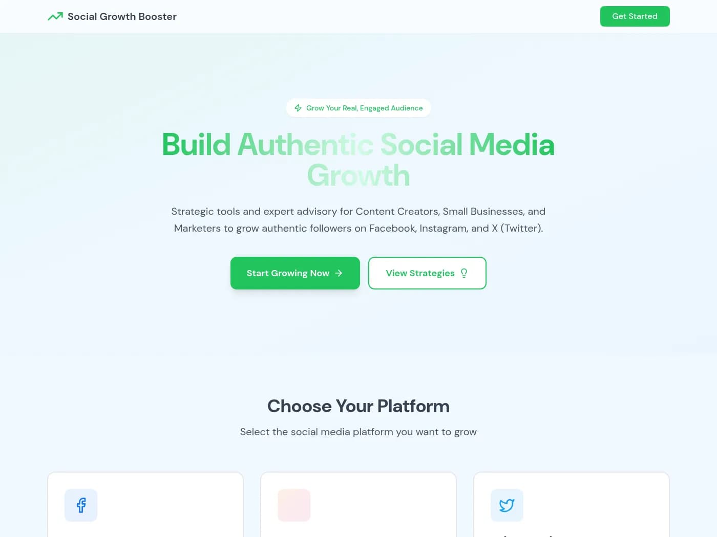 Social Growth Booster Website