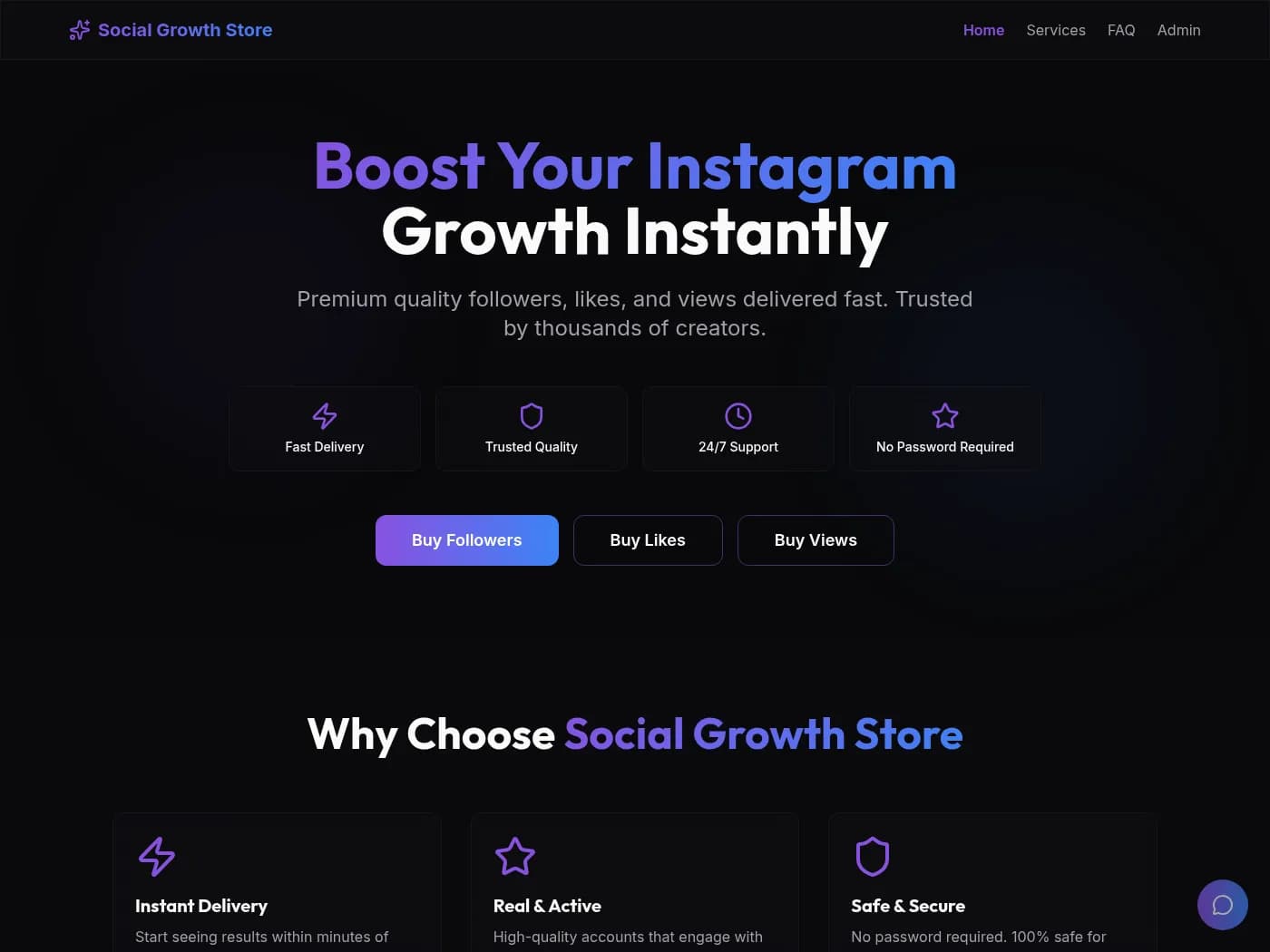 Social Growth Store: Modern Instagram Growth Service Ecommerce Web App