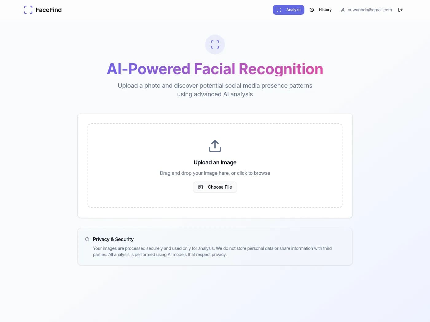Social Media Facial Recognition App