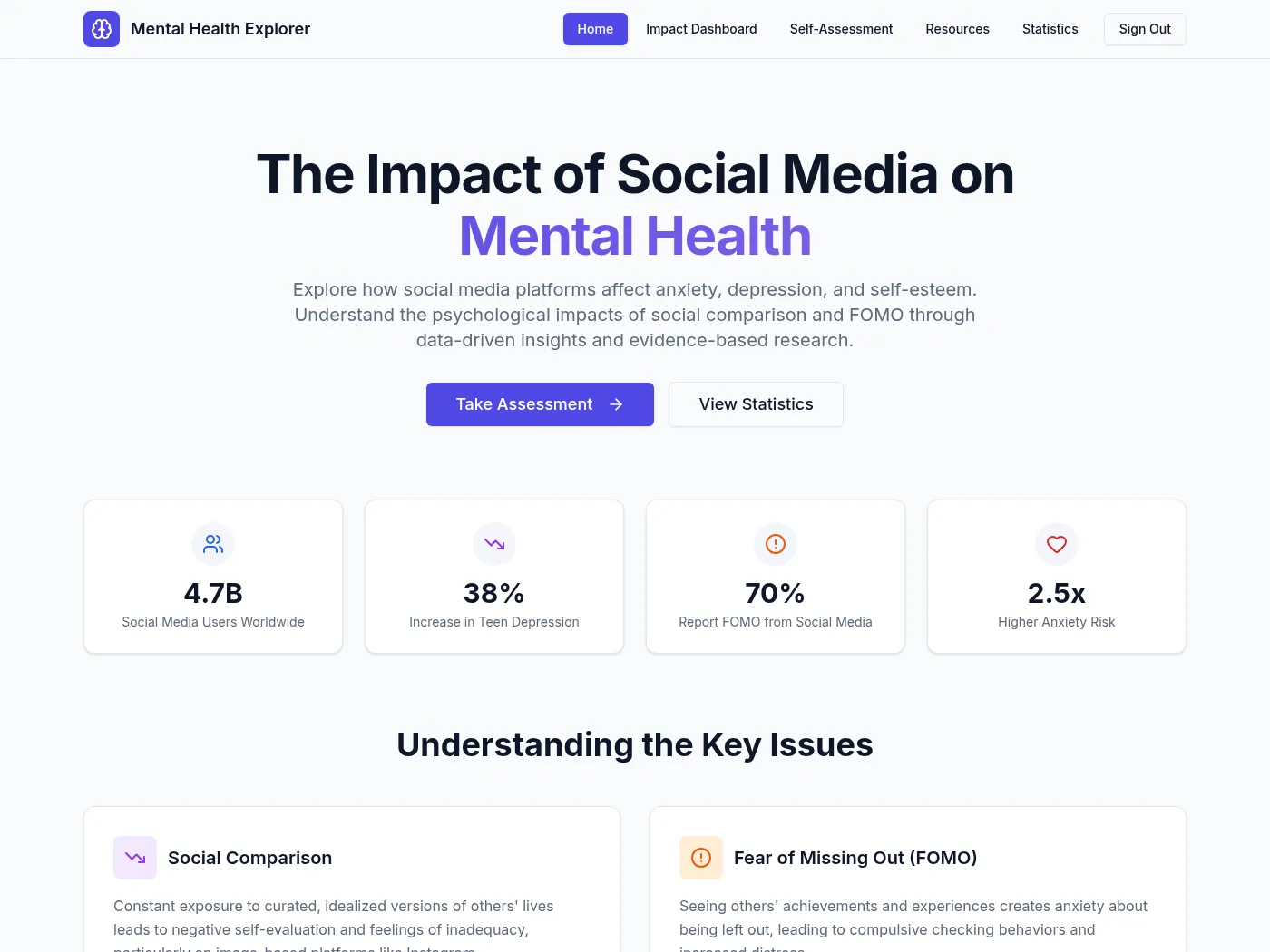 Social Media & Mental Health Impact Explorer