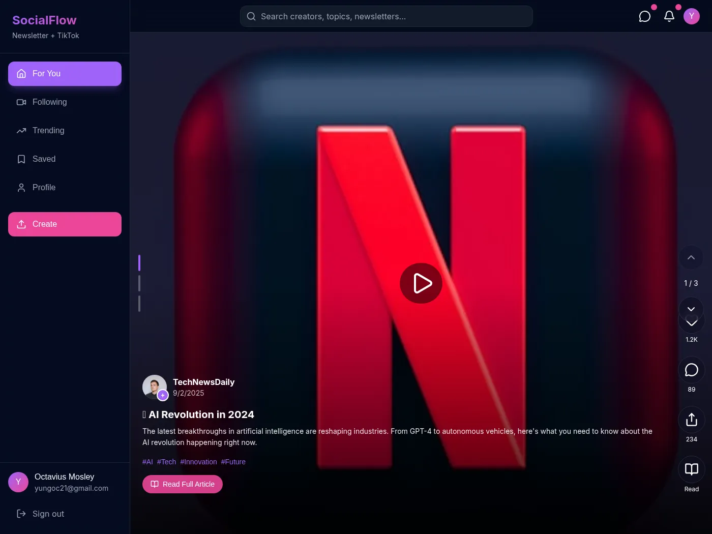 Social Media Newsletter with TikTok Features