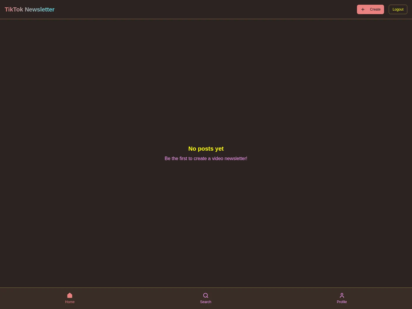 TikTok-Inspired Social Media Newsletter Platform