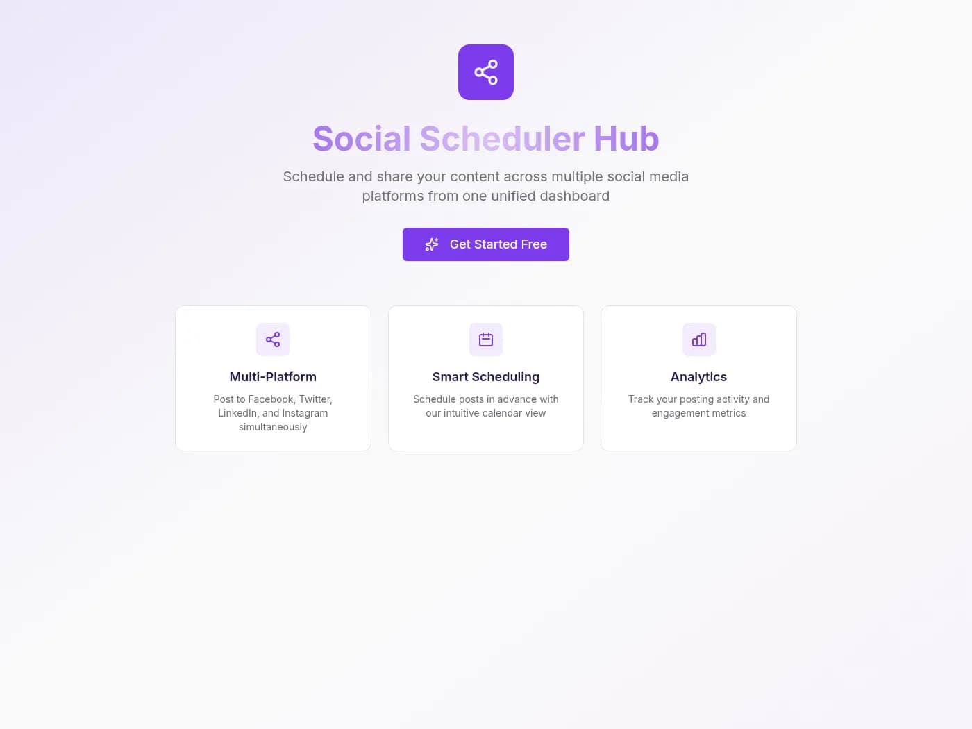 Multi-Platform Social Media Scheduler & Sharing Hub