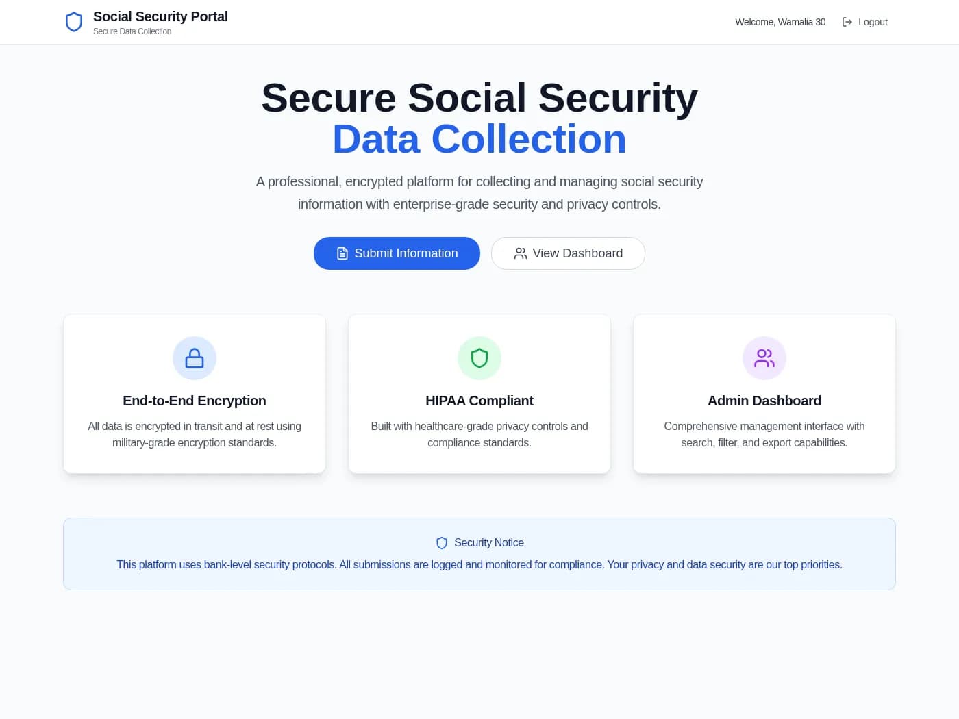 Social Security Collection Portal