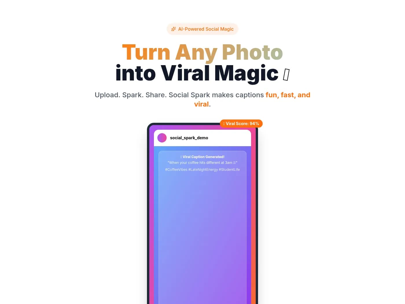 Social Spark 3D Landing Page