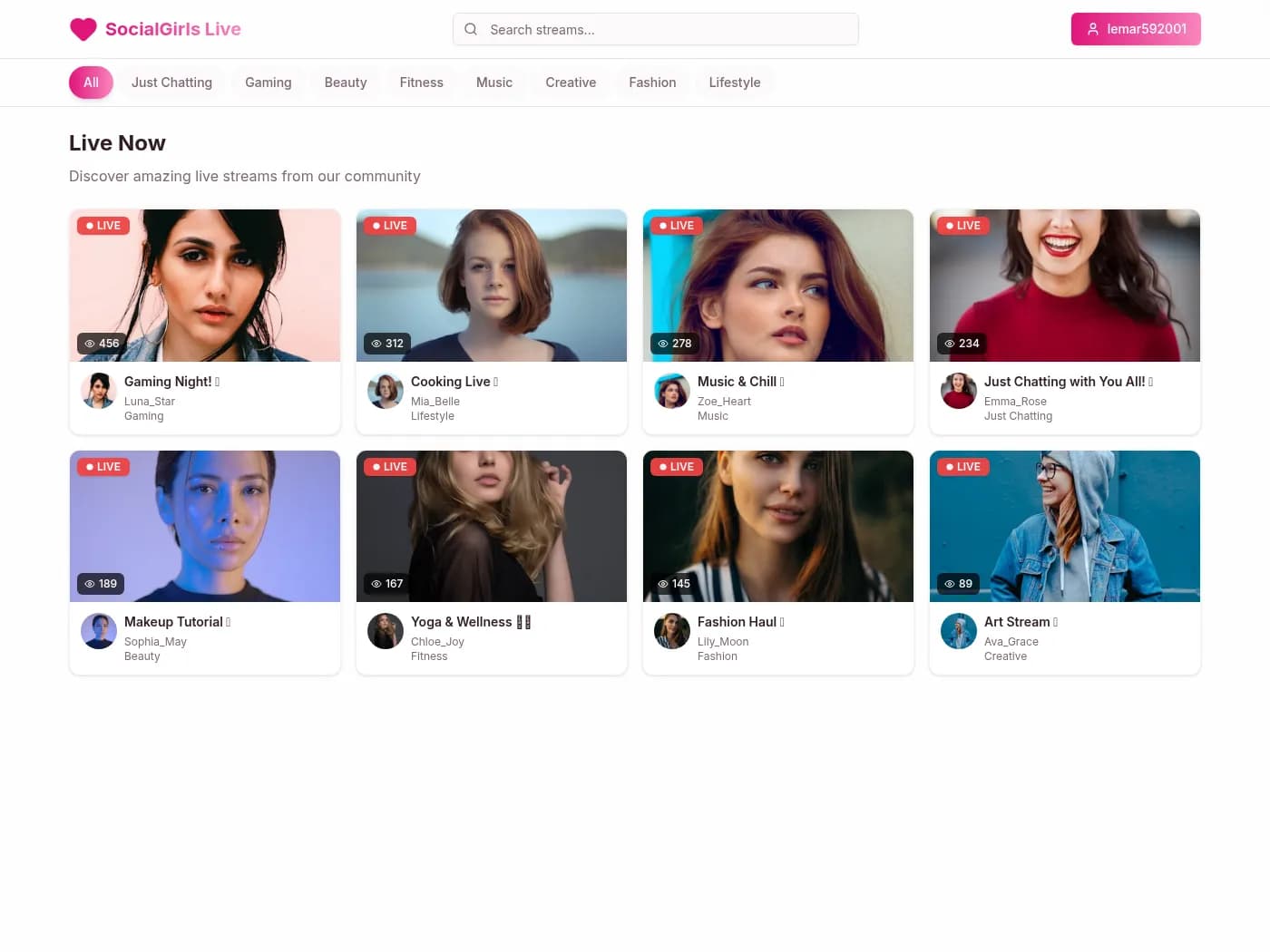 SocialGirls Live Interactive Platform