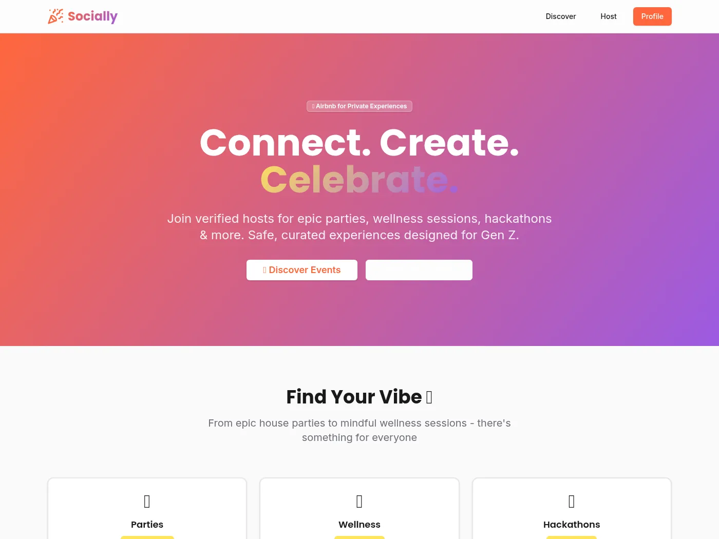 Socially: Curated Gen Z Event Marketplace (Airbnb for Private Experiences)