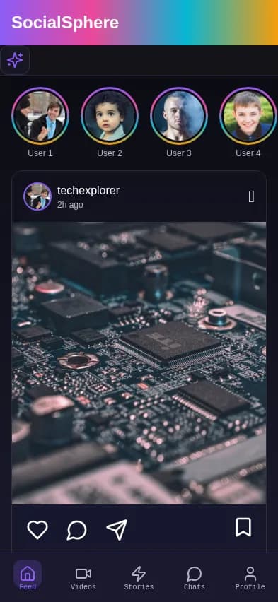 Futuristic SocialSphere: The All-in-One AI Social Media Mobile App