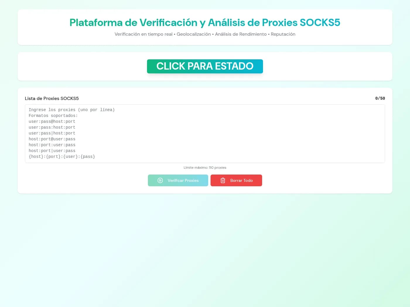 Plataforma de Verificación, Análisis y Reputación de Proxies SOCKS5 en Tiempo Real
