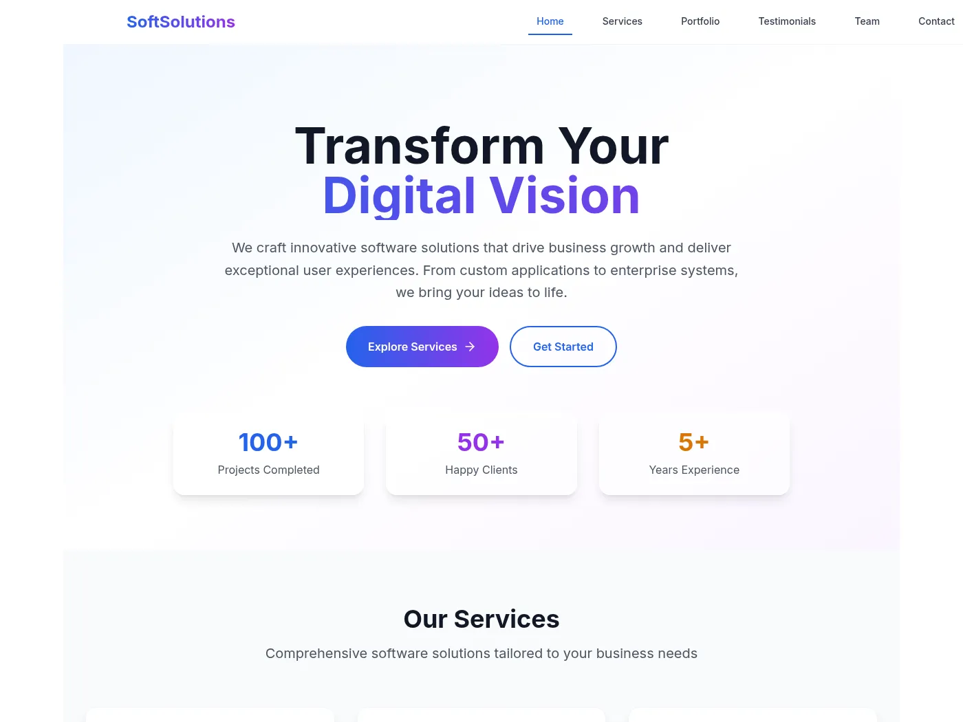 Software Solution Showcase Website