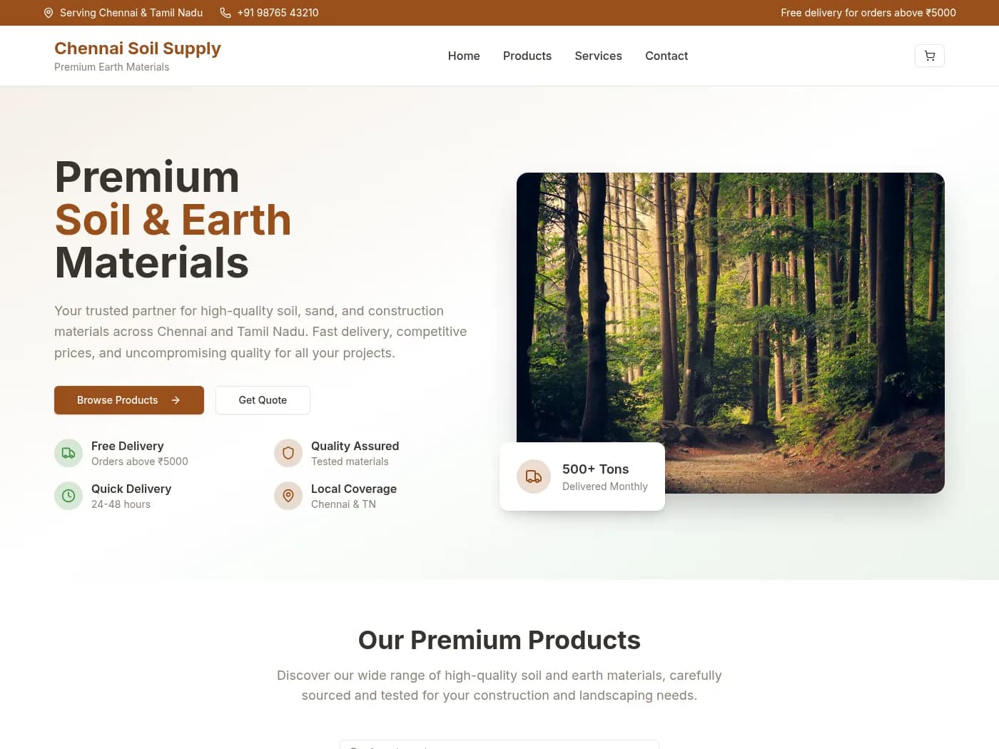 Chennai Soil & Earth Materials E-commerce Platform