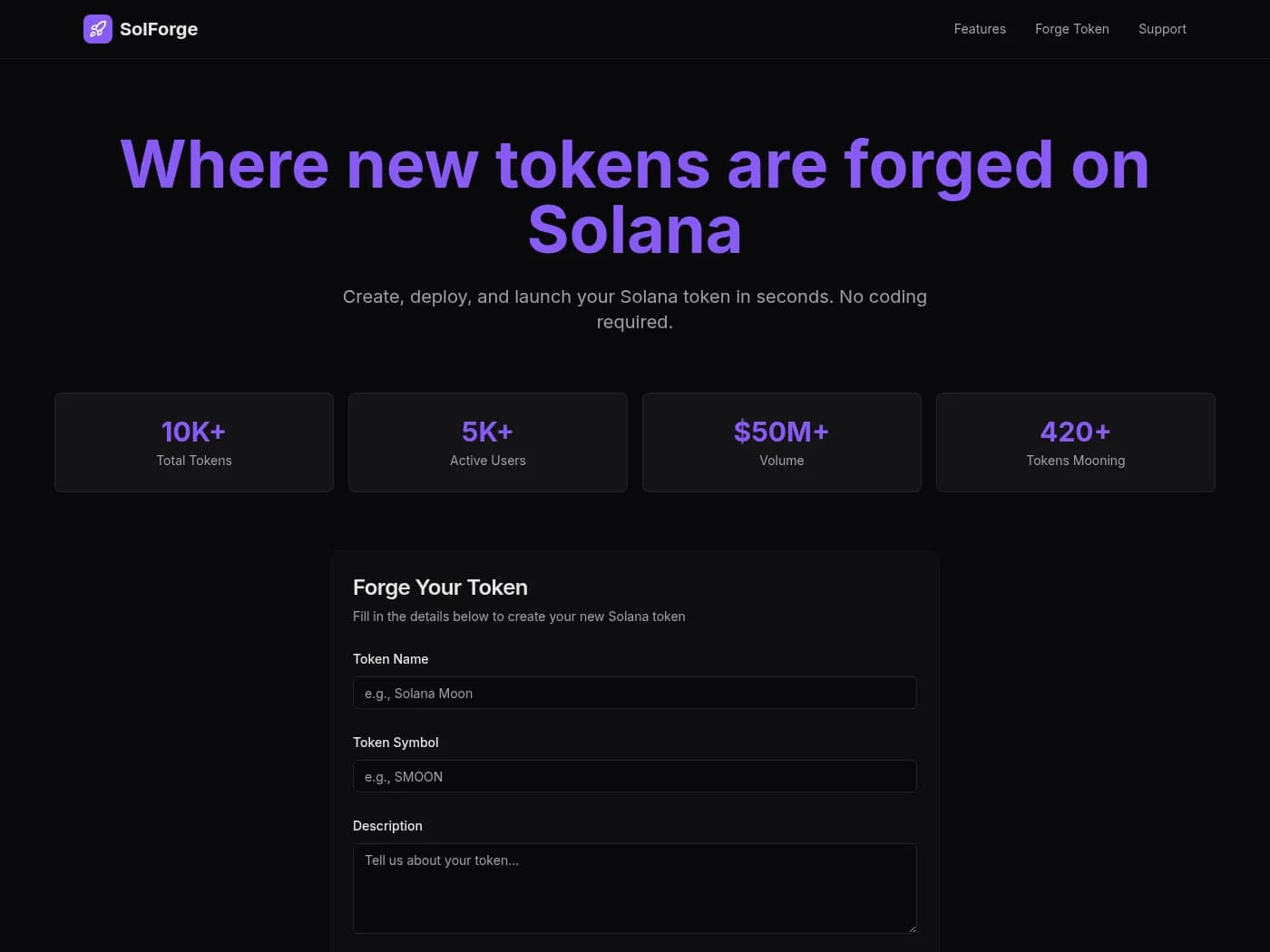 SolForge - Forge New Solana Tokens Easily