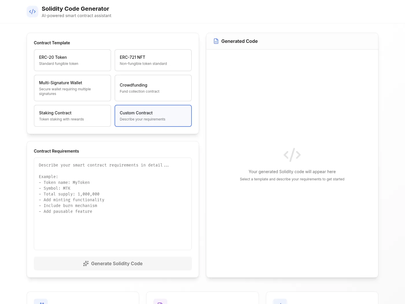 Solidity Code Generator Assistant