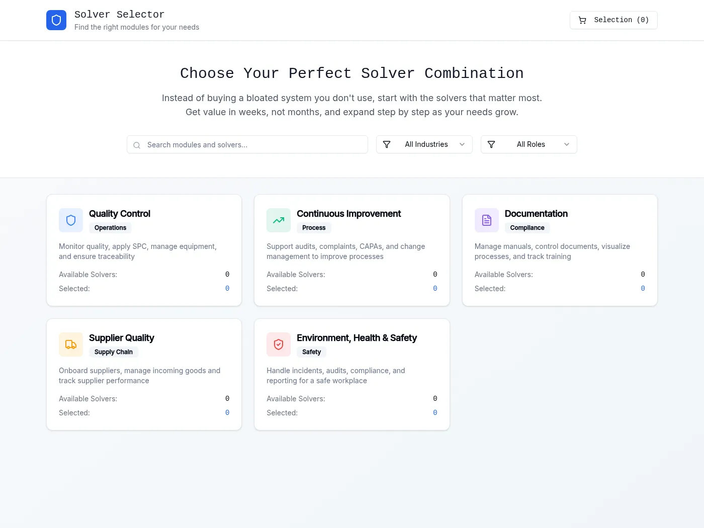 Solver Module Selector Webapp