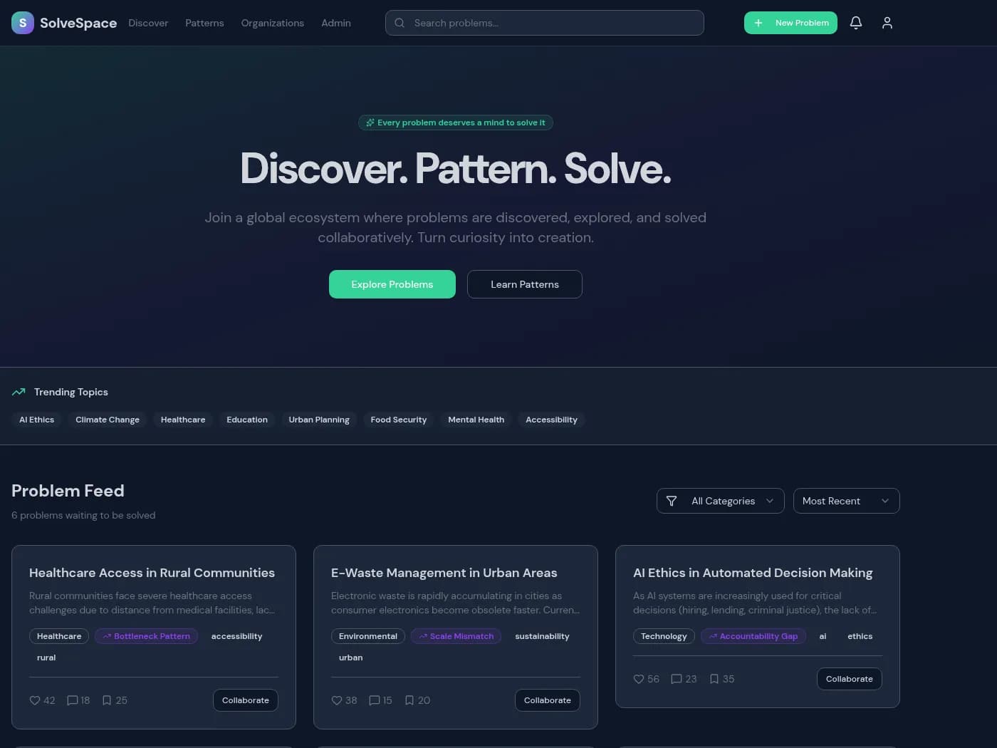SolveSpace: End-to-End Problem Discovery & Collaboration Platform