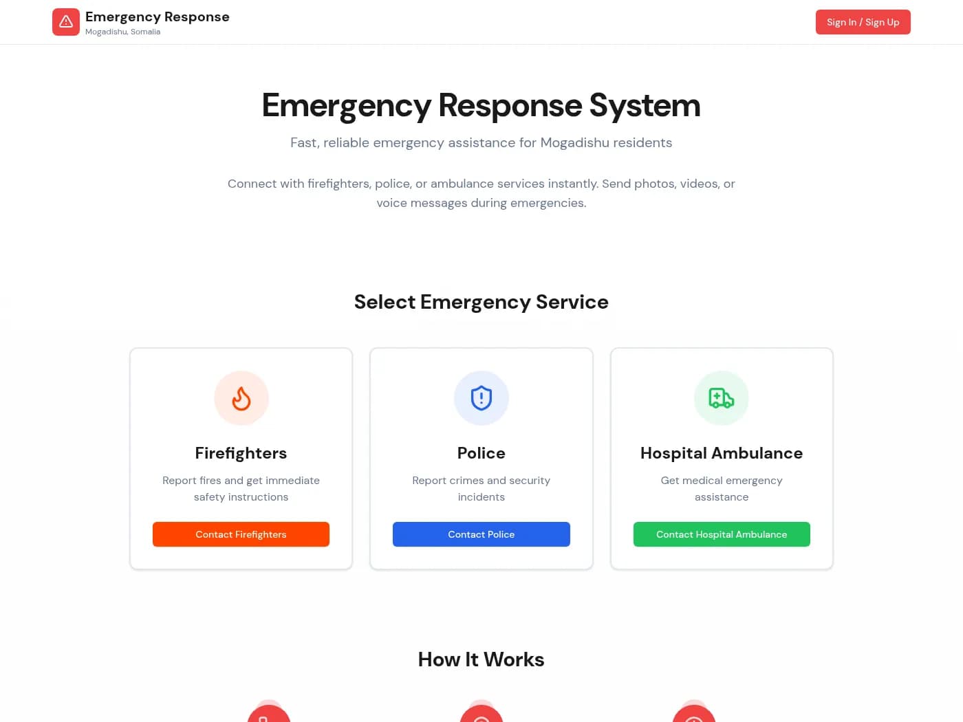 Somali Emergency Web App for Rapid Fire, Police & Ambulance Response