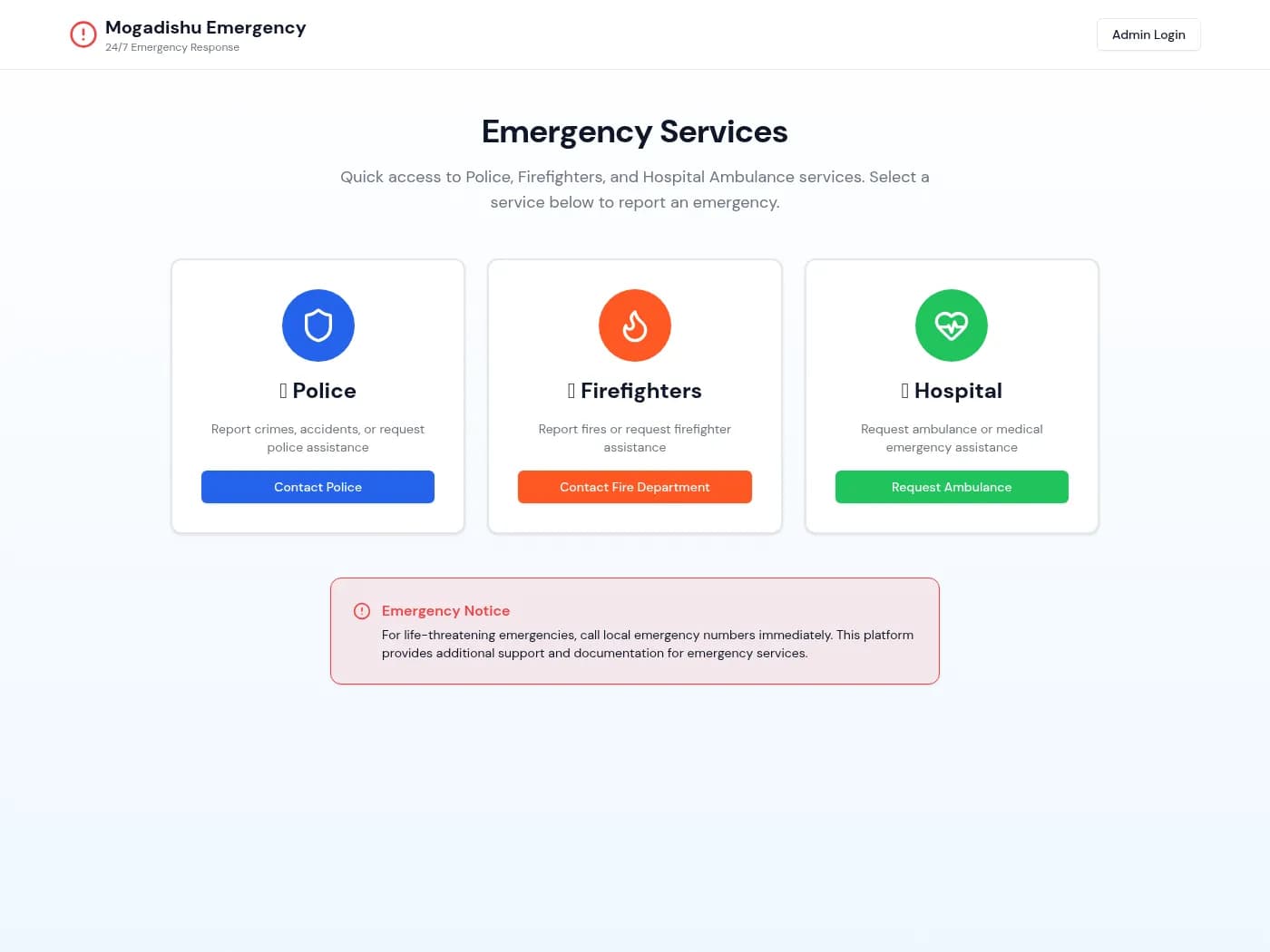Somali Mogadishu Emergency Communication Platform