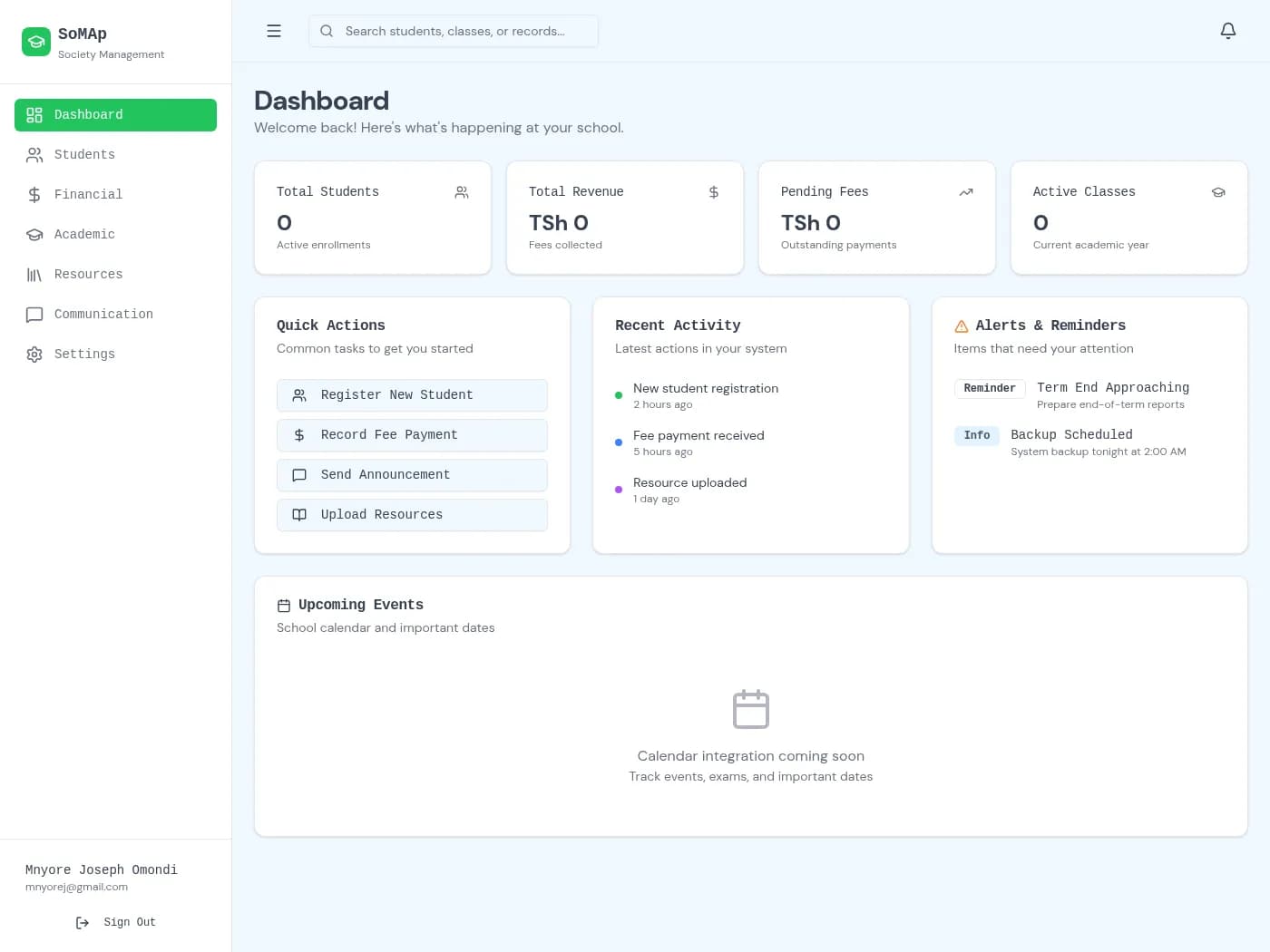 SoMAp: Society Management App — Unified School, Community, and Financial Platform