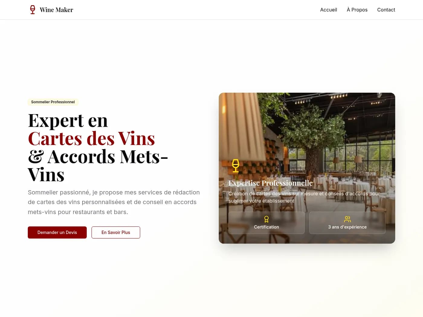 Sommelier Services - Wine List Consulting Website