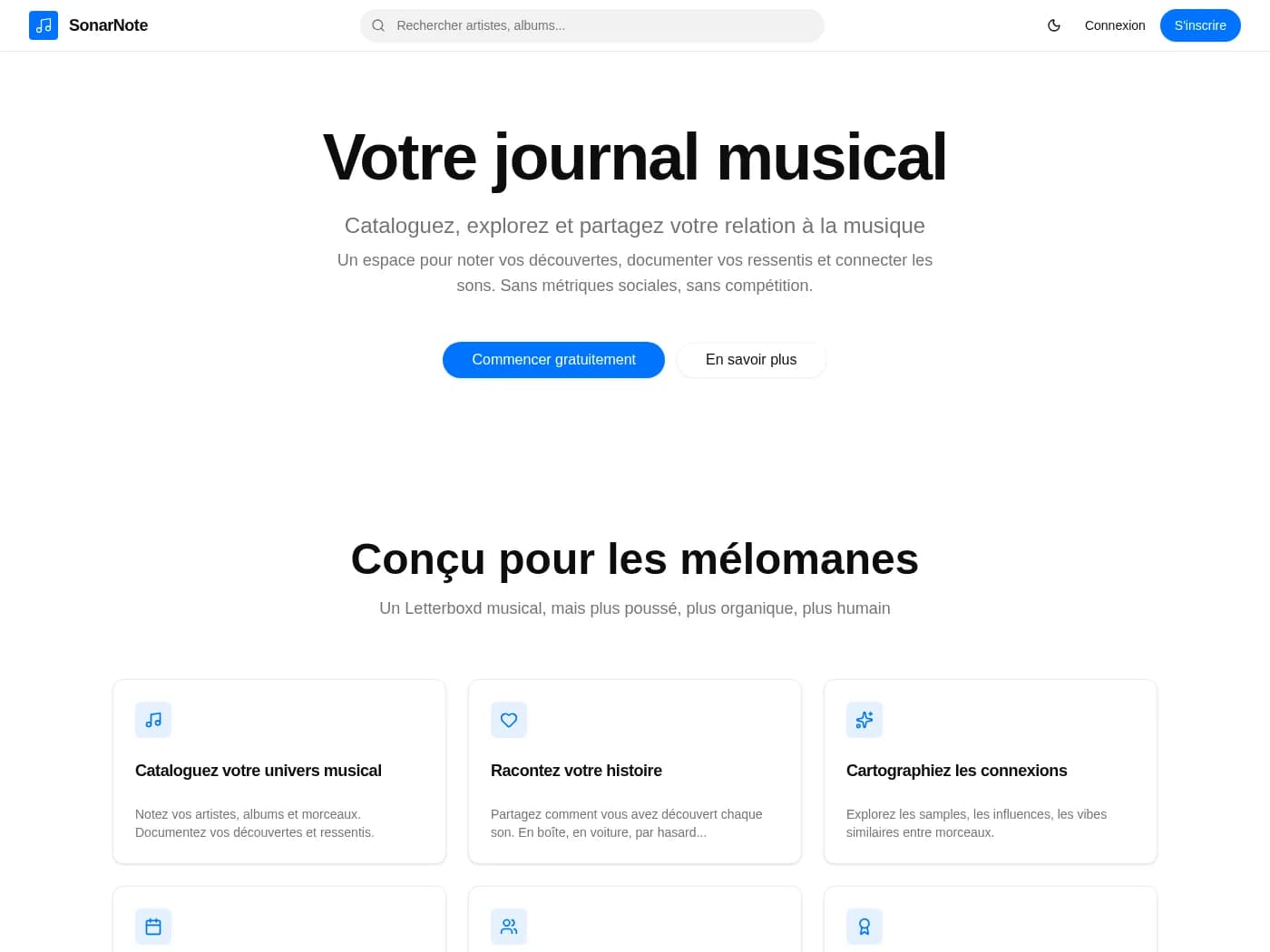 SonarNote – Le journal expressif pour cartographier et partager sa relation à la musique
