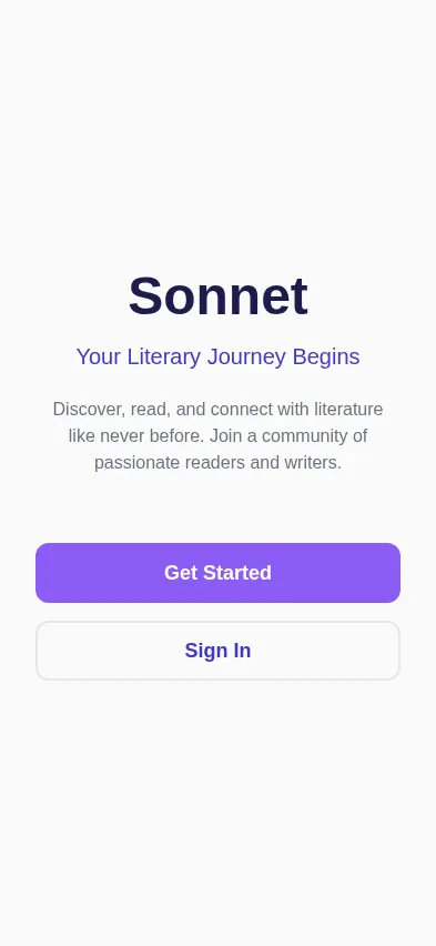 Sonnet - Elegant Full-Stack Mobile App for Literary Enthusiasts