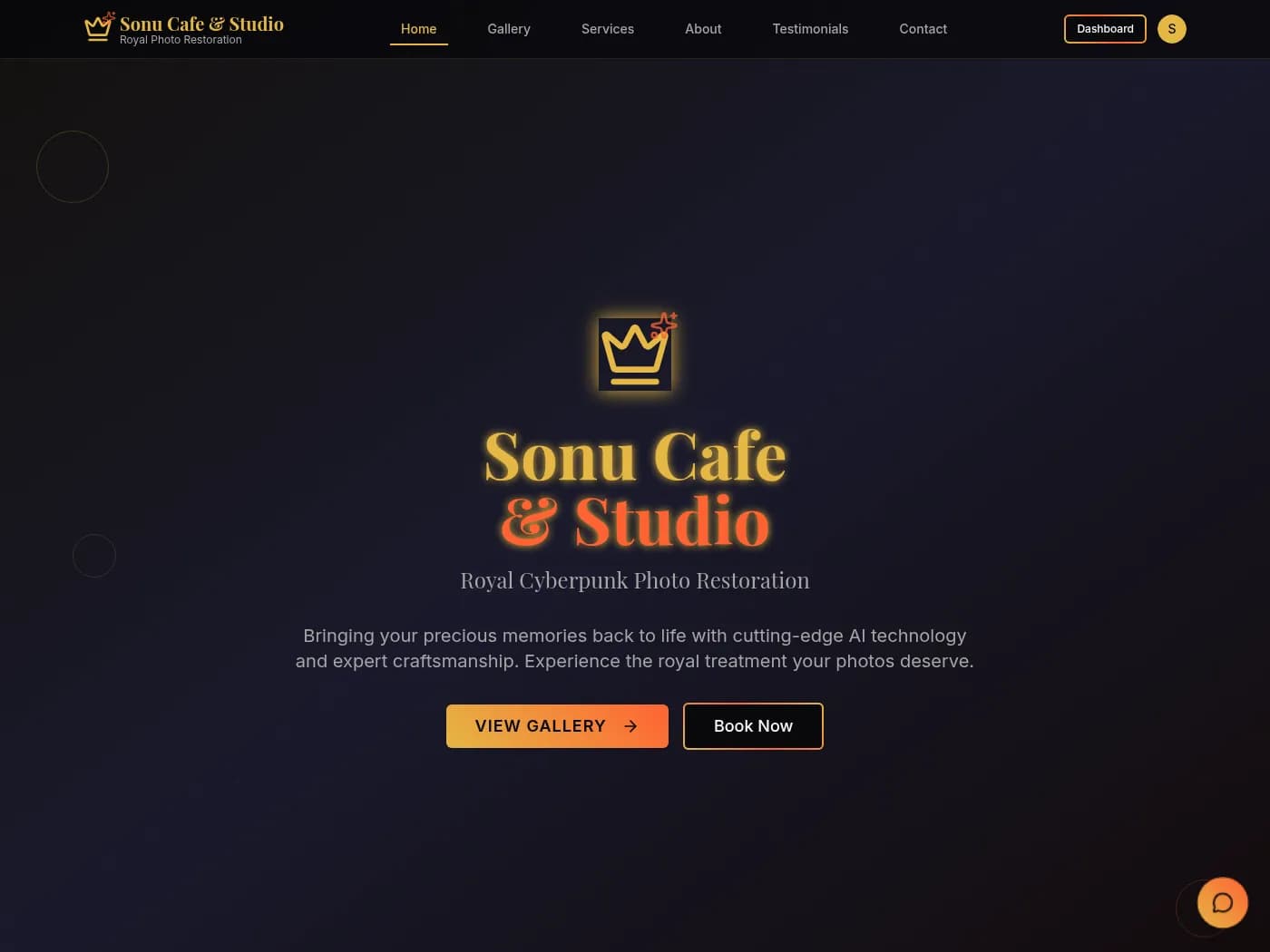 Sonu Cafe & Studio: Royal Cyberpunk Photo Restoration Platform