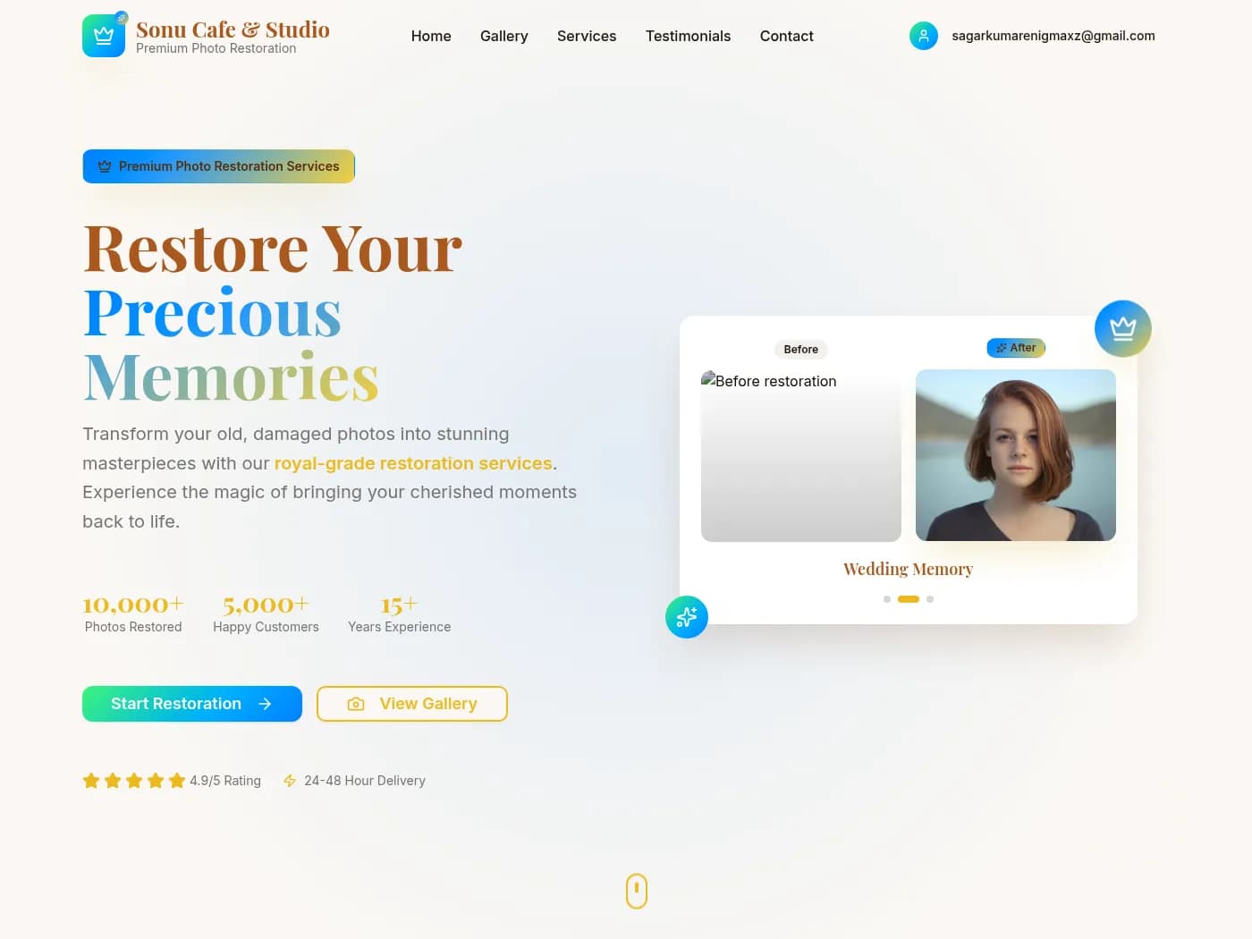 Sonu Cafe & Studio - Indian Photo Restoration Platform
