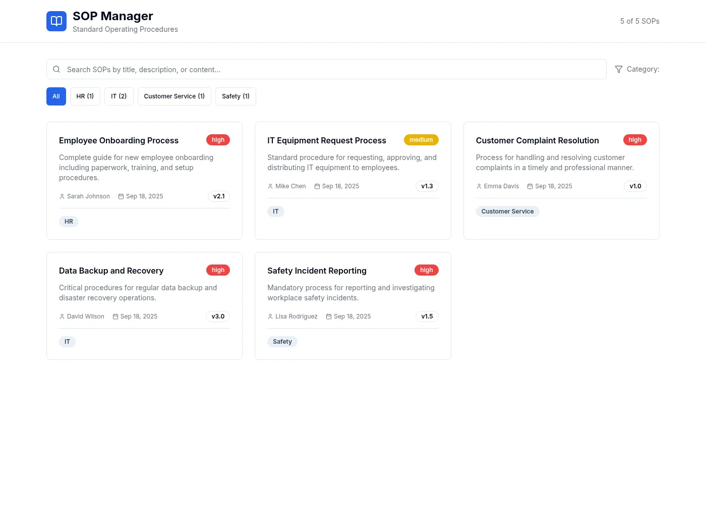 SOP List Viewer Web App