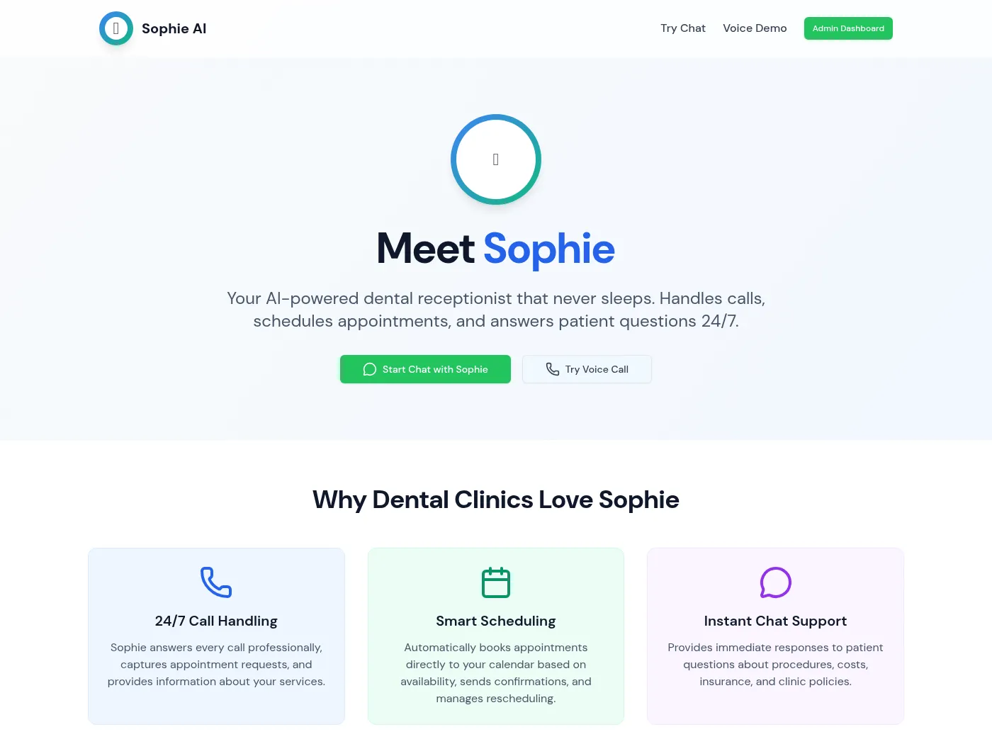 Sophie AI Receptionist for Dental Clinics