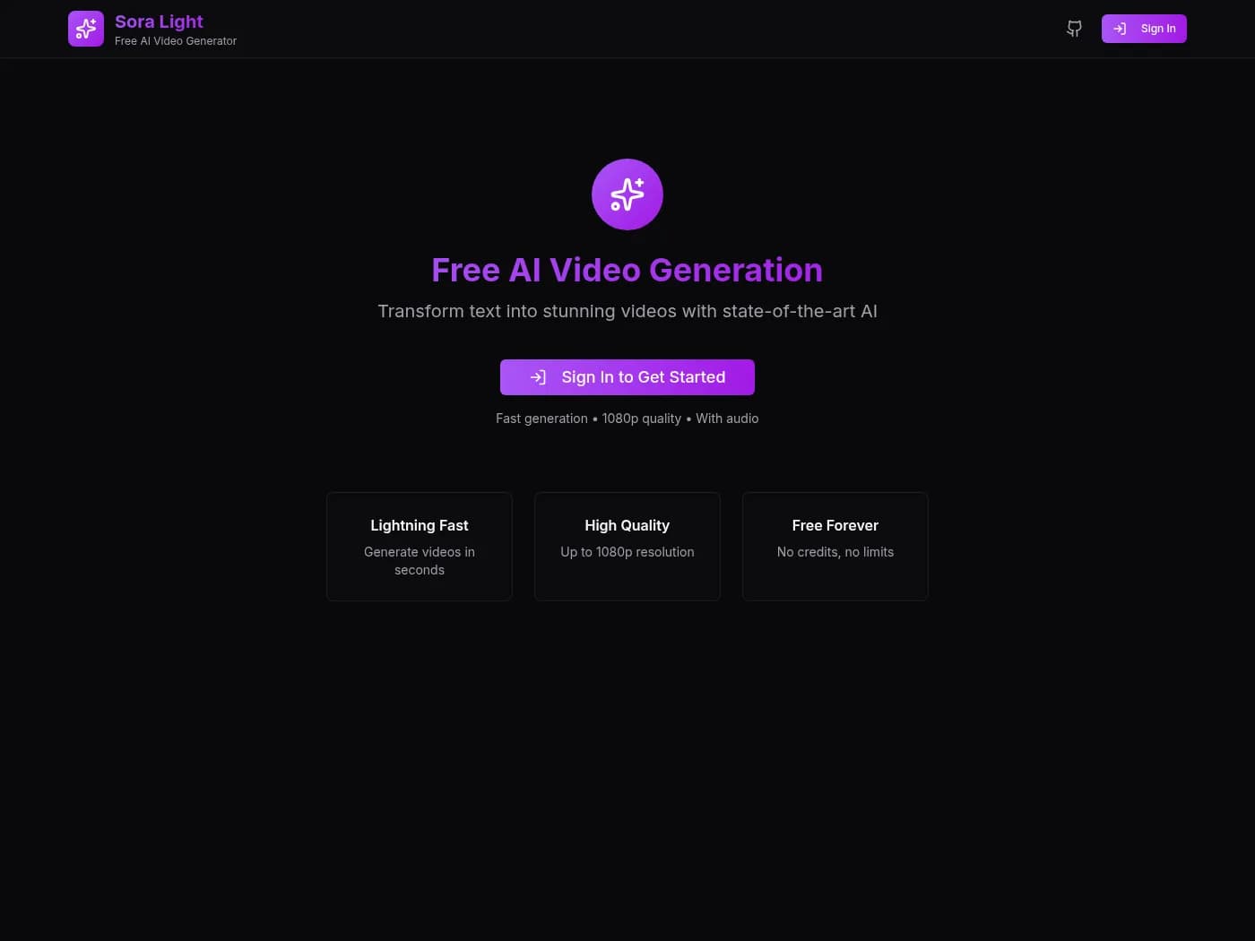 Sora Light: Free, Fast Text-to-Video Generator MVP