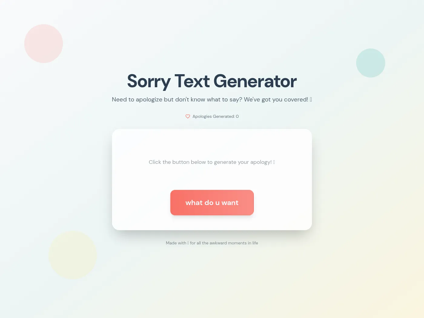 Sorry Text Generator Game