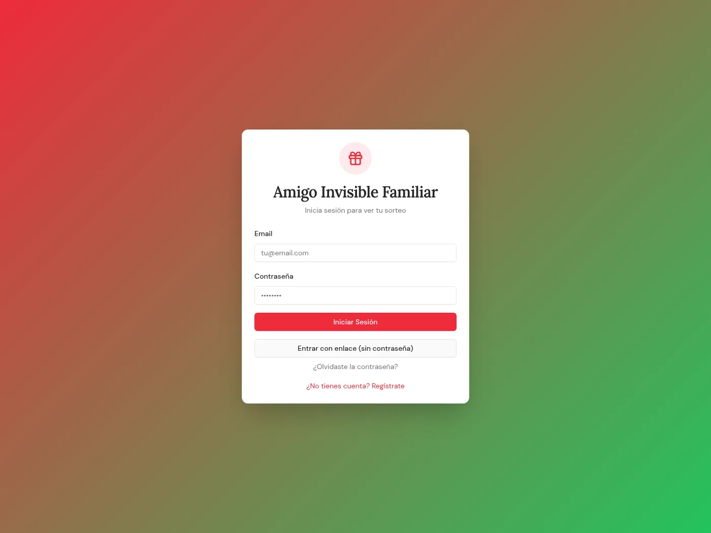 Sorteo Familiar de Amigo Invisible con Wishlist Personalizada
