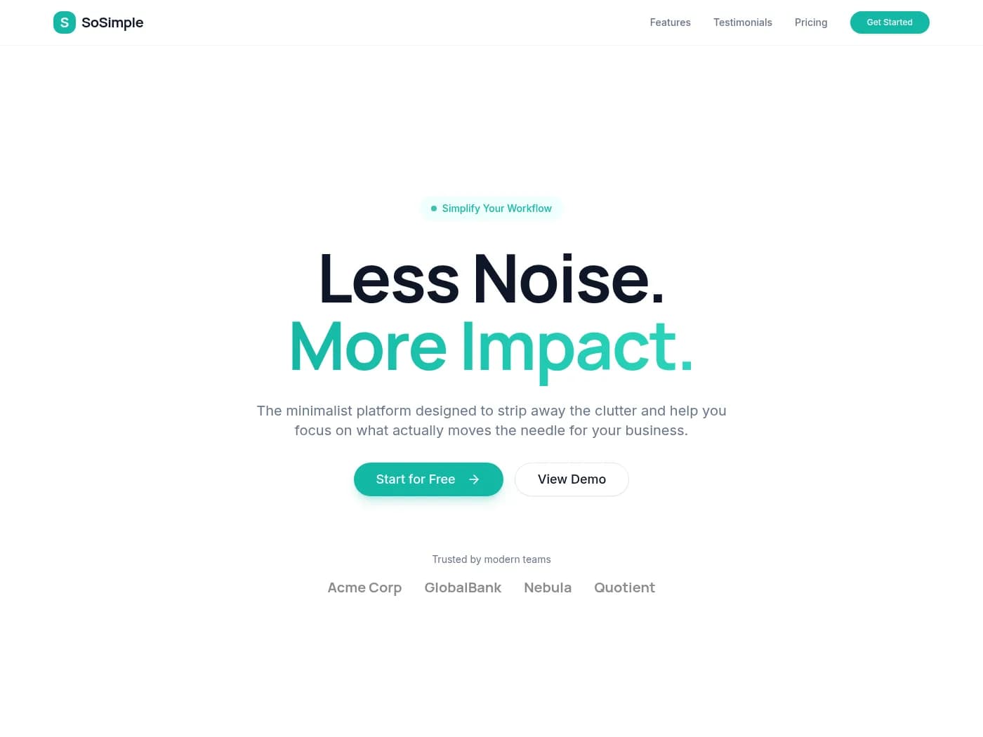 SoSimple Landing Page