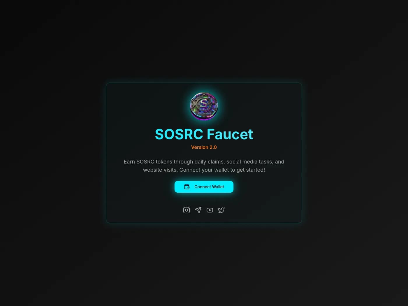 SOSRC Faucet v2.0 — Web3 Faucet & Rewards App (with Animated Coin Burst)