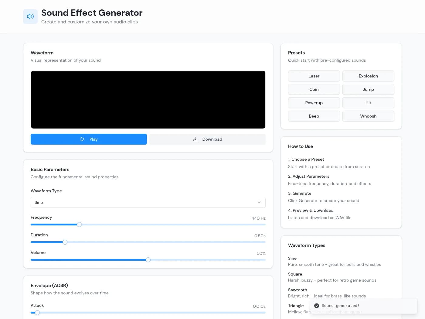Sound Effect Generator Web App