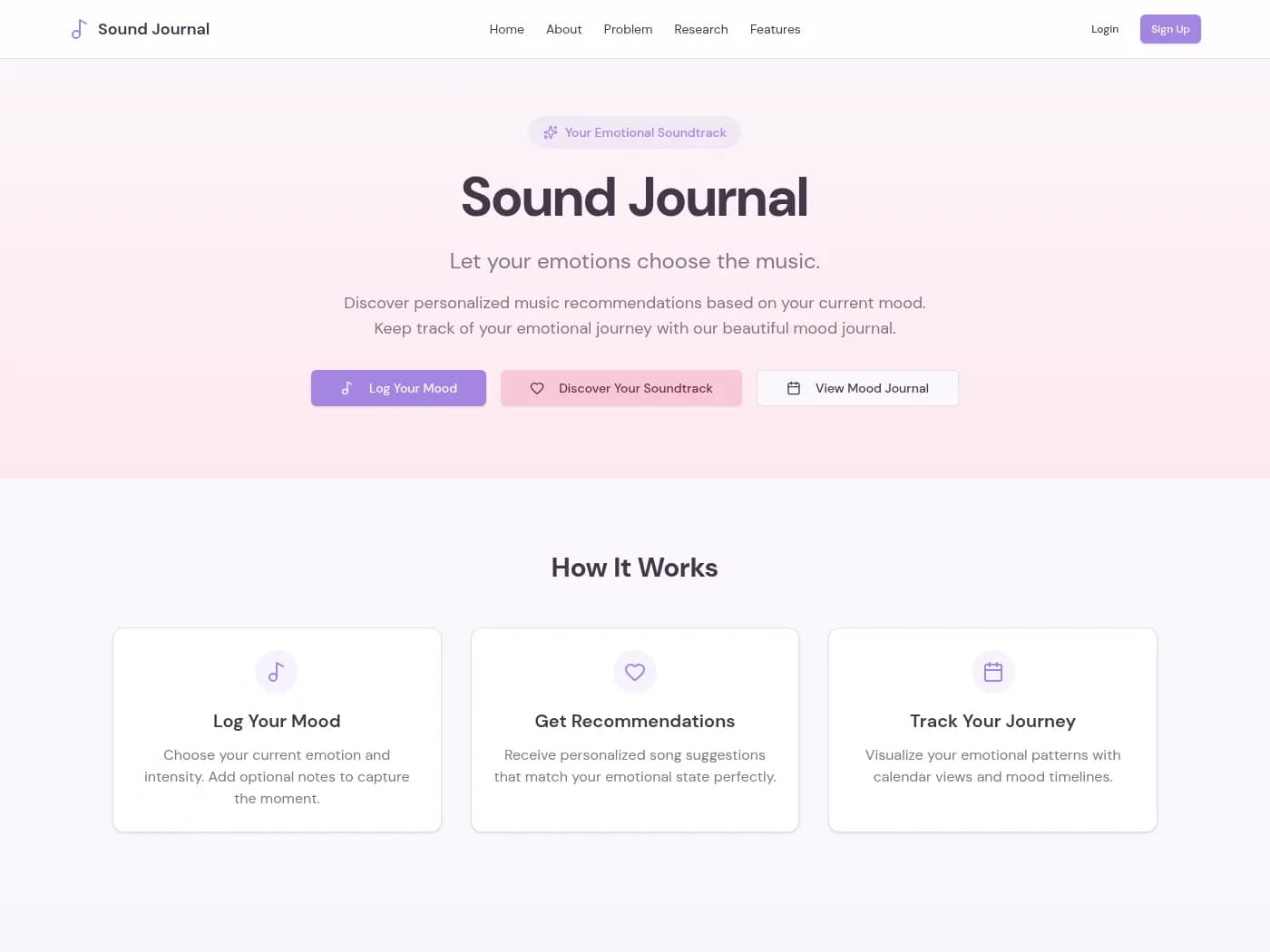 Sound Journal – Your Emotional Soundtrack: Emotion-Driven Music Recommendation Platform